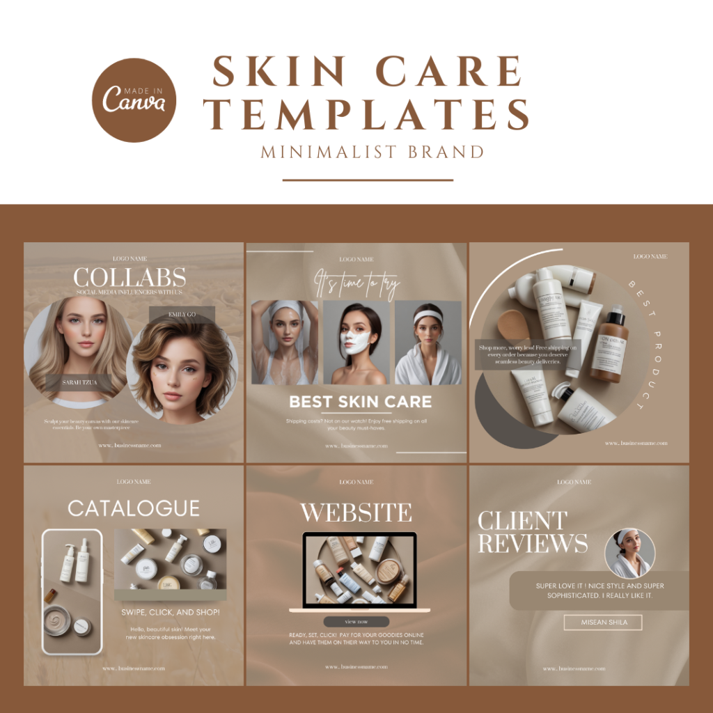 Skin Care Instagram Templates- Clean Minimalist - GreyFX Digitals