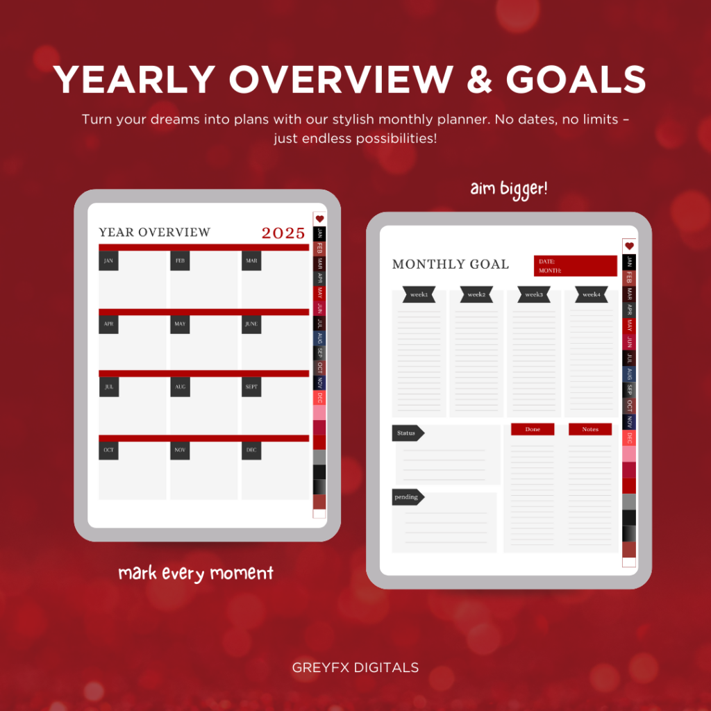 Printable Digital Planner Template-GoodNotes - GreyFX Digitals